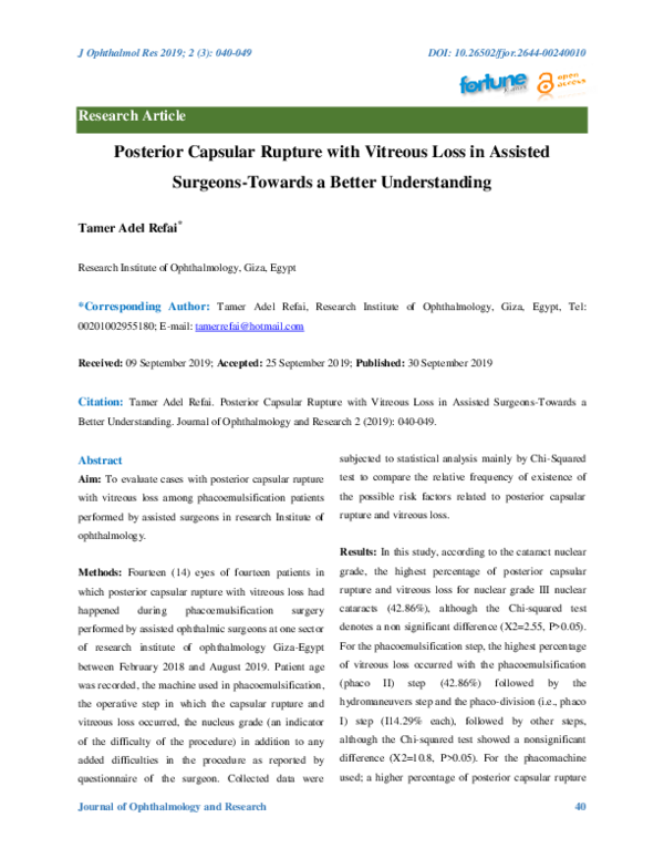(PDF) Posterior Capsular Rupture with Vitreous Loss in Assisted ...