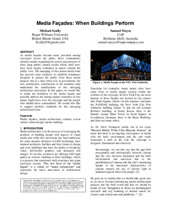 (DOC) Media Facades: When Buildings Perform