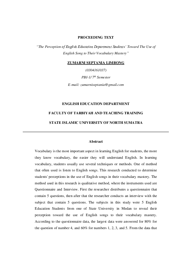(PDF) PROCEEDING TEXT "The Perception of English Education Department ...