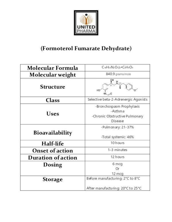 (DOC) Formoterol Fumarate Dehydrate) Molecular Formula