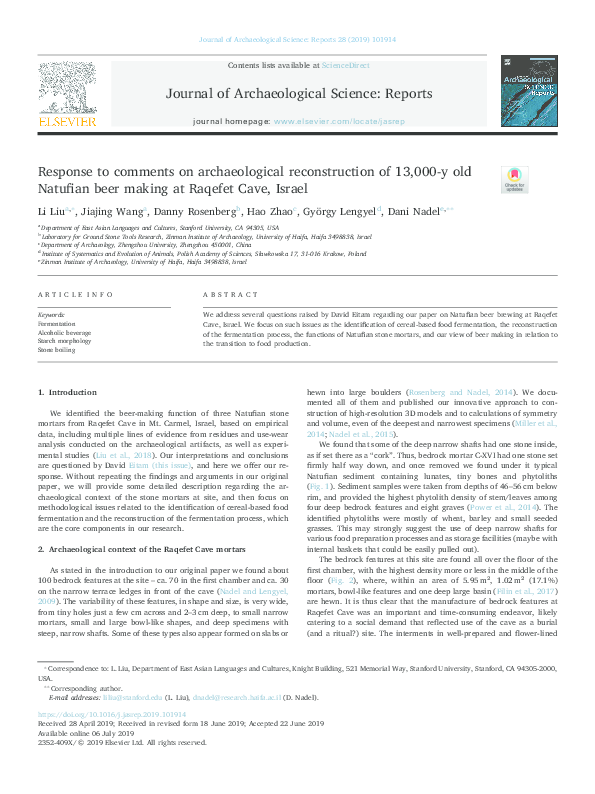 (PDF) Response to comments on archaeological reconstruction of 13,000-y ...