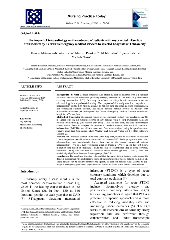 (PDF) Nursing Practice Today ARTICLE INFO ABSTRACT | marzieh pazokian ...
