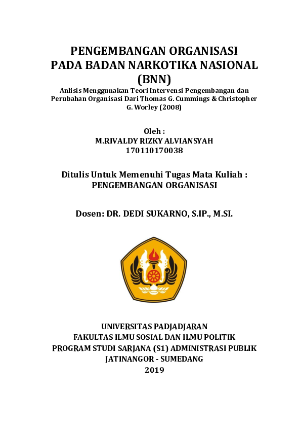 (PDF) PENGEMBANGAN ORGANISASI PADA BADAN NARKOTIKA NASIONAL (BNN
