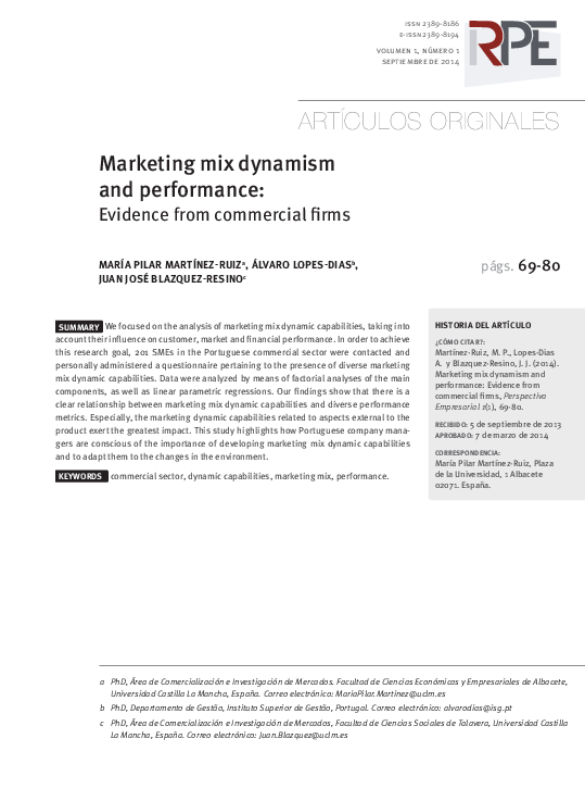 (PDF) Marketing mix dynamism and performance: Evidence from commercial ...