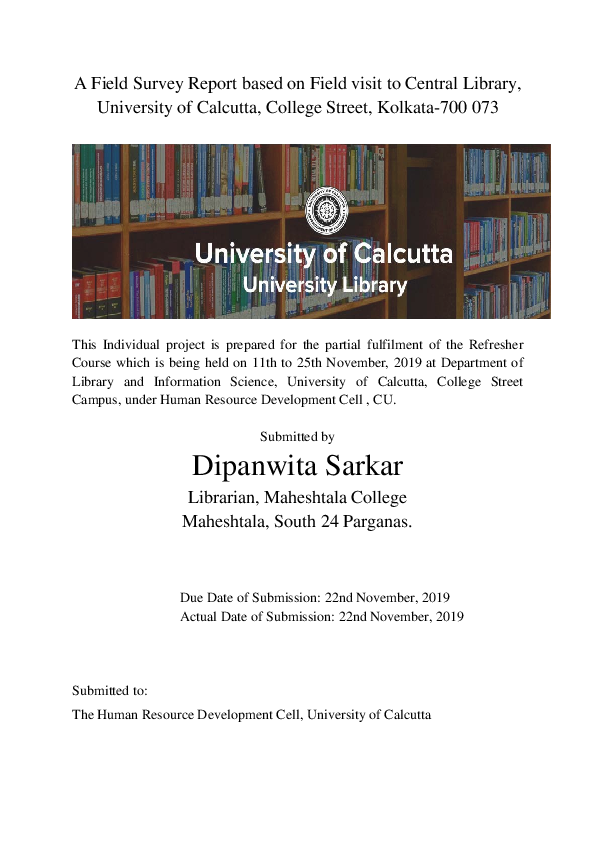 (PDF) Library field survey University of Calcutta