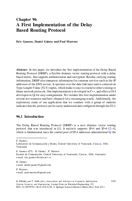 Pdf A First Implementation Of The Delay Based Routing Protocol