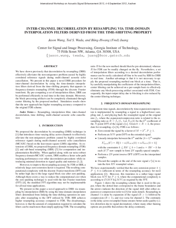 (PDF) Inter-Channel Decorrelation by Resampling via Time-Domain Interpolation Filters Derived ...