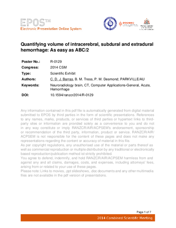 (PDF) Quantifying volume of intracerebral, subdural and extradural ...