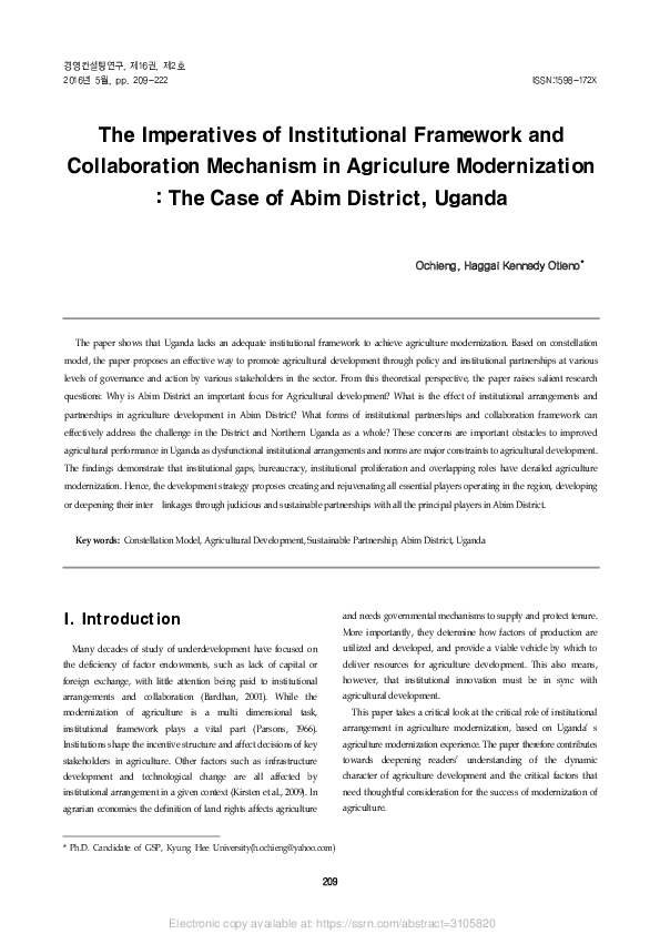 (PDF) The Imperatives of Institutional Framework and Collaboration ...
