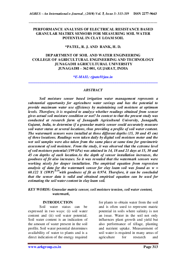 (PDF) Performance Analysis of Electrical Resistance based Granular ...
