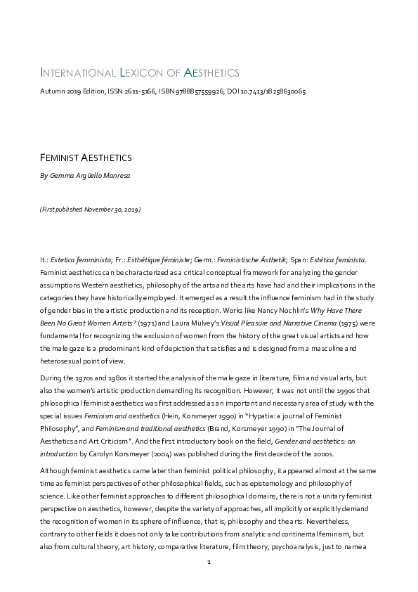 (PDF) Feminist Aesthetics