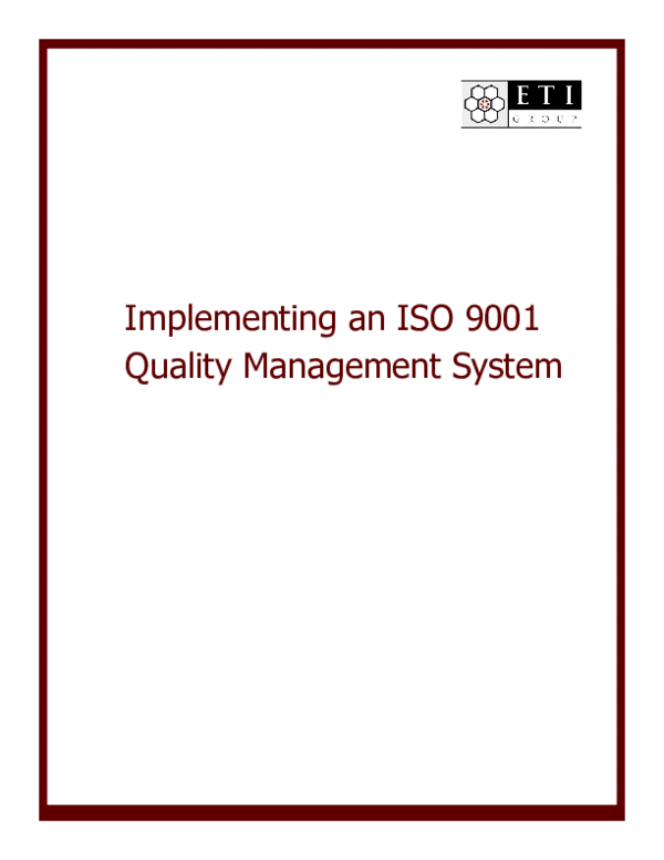 (PDF) Implementing an ISO 9001 Quality Management System