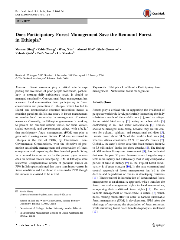 (PDF) Does Participatory Forest Management Save the Remnant Forest in ...