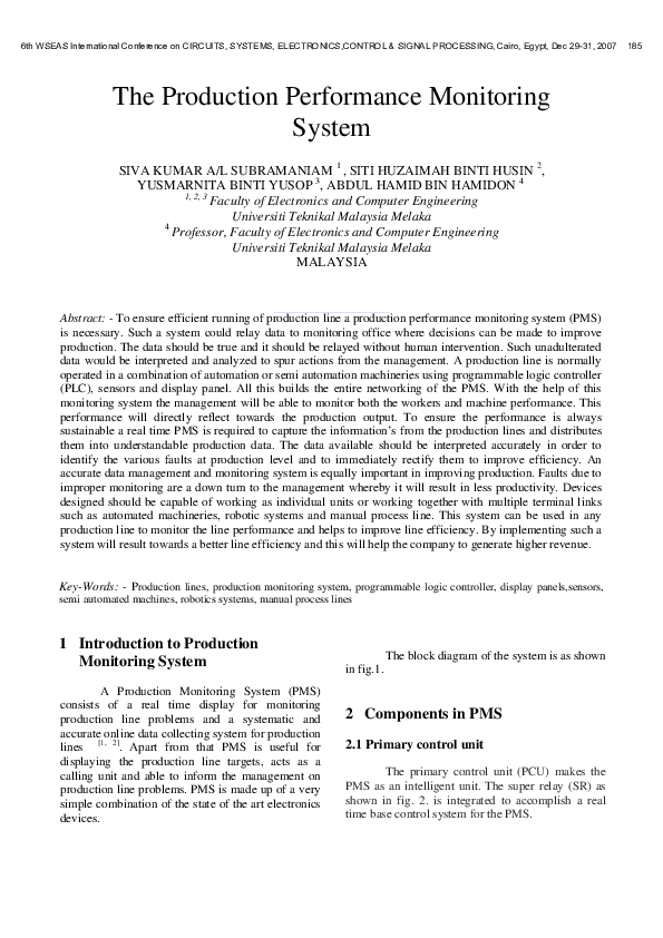 (PDF) The Production Performance Monitoring System