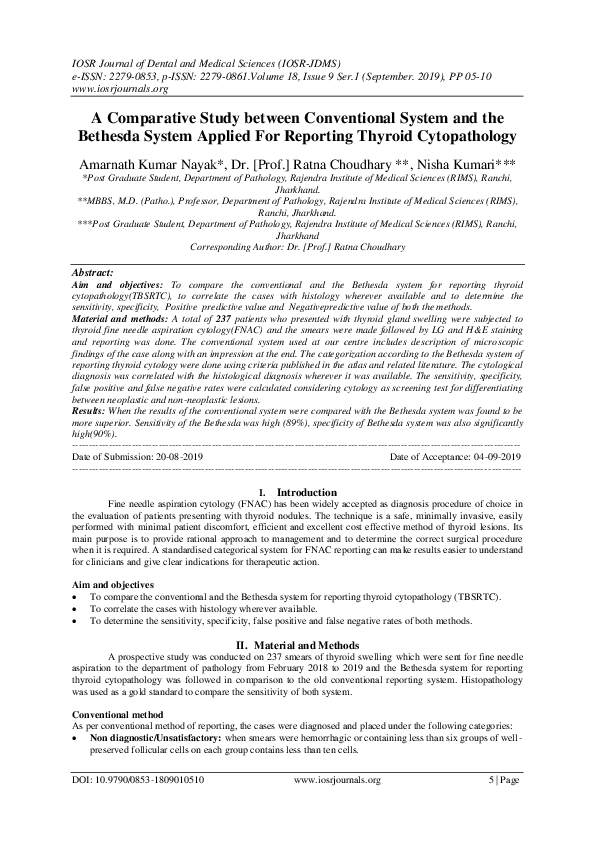 (PDF) A Comparative Study between Conventional System and the Bethesda ...