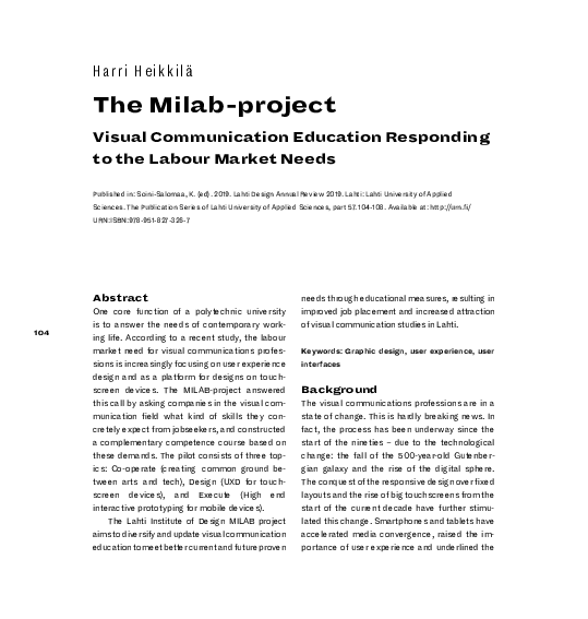 (PDF) The Milab-project