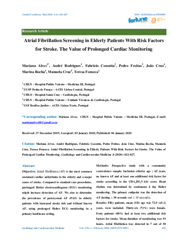 (PDF) Atrial Fibrillation Screening in Elderly Patients With Risk ...