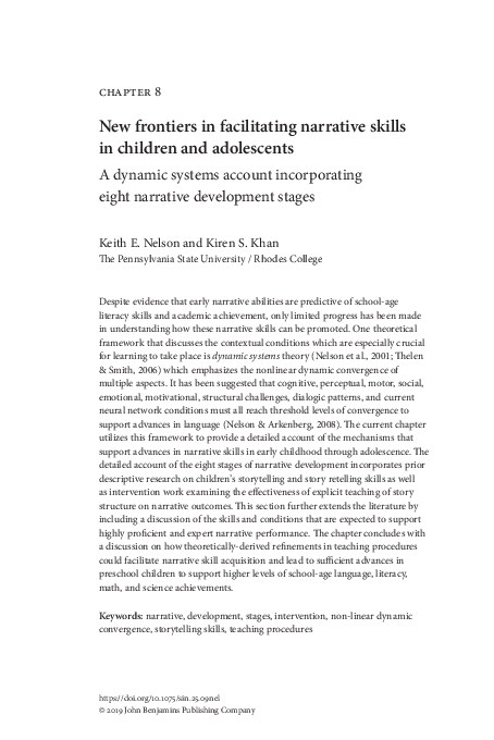 (PDF) New frontiers in facilitating narrative skills in children and ...
