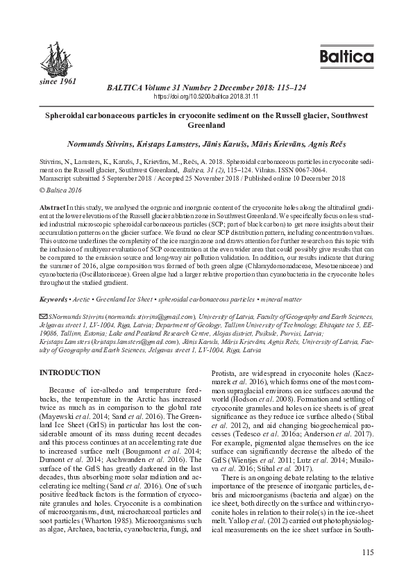(PDF) Spheroidal carbonaceous particles in cryoconite sedi-ment on the ...