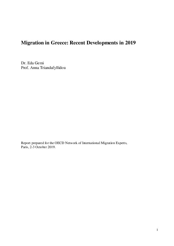 (PDF) Migration in Greece: Recent Developments in 2019