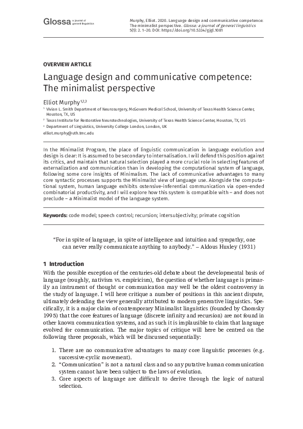 (PDF) Language design and communicative competence: The minimalist ...