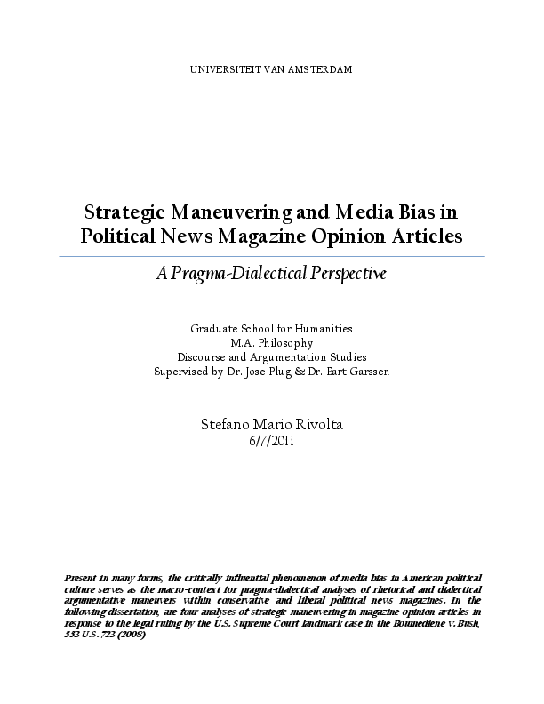 (PDF) Strategic Maneuvering and Media Bias in Political News Magazine ...