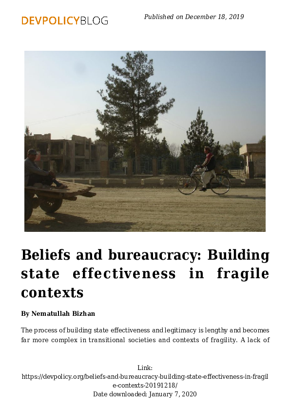 (PDF) Beliefs and bureaucracy: Building state effectiveness in fragile ...