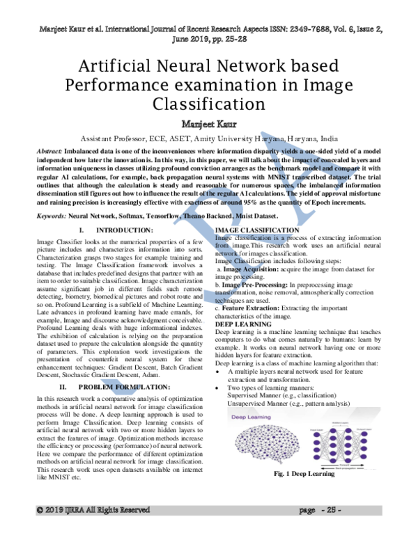 (PDF) Artificial Neural Network based Performance examination in Image ...