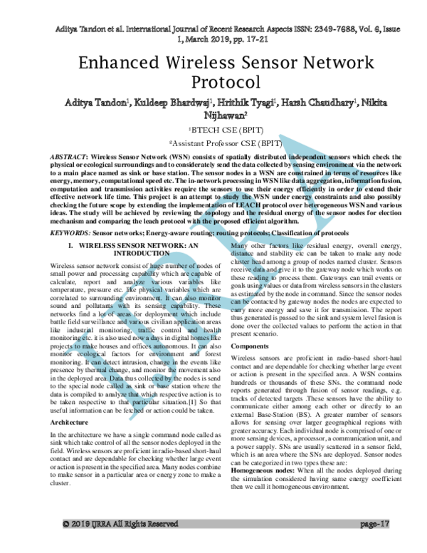 (PDF) Enhanced Wireless Sensor Network Protocol