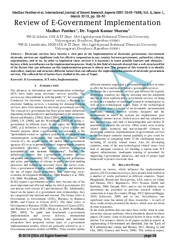 (PDF) Review of E-Government Implementation