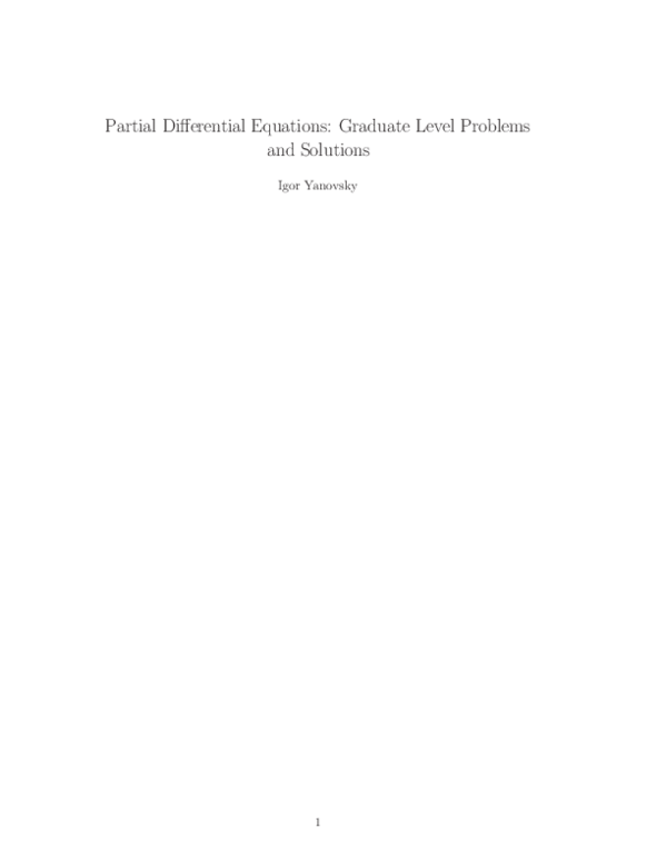 (PDF) Partial Differential Equations: Graduate Level Problems and Solutions