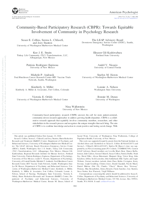 (PDF) Community-Based Participatory Research (CBPR): Towards Equitable ...
