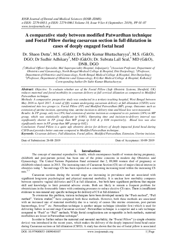 (PDF) A comparative study between modified Patwardhan technique and ...