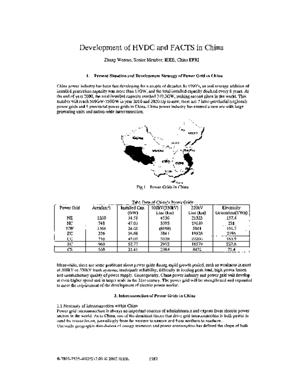 (PDF) Development of HVDC and FACTS in China