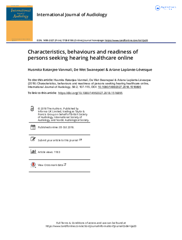 (PDF) International Journal of Audiology Characteristics, behaviours ...