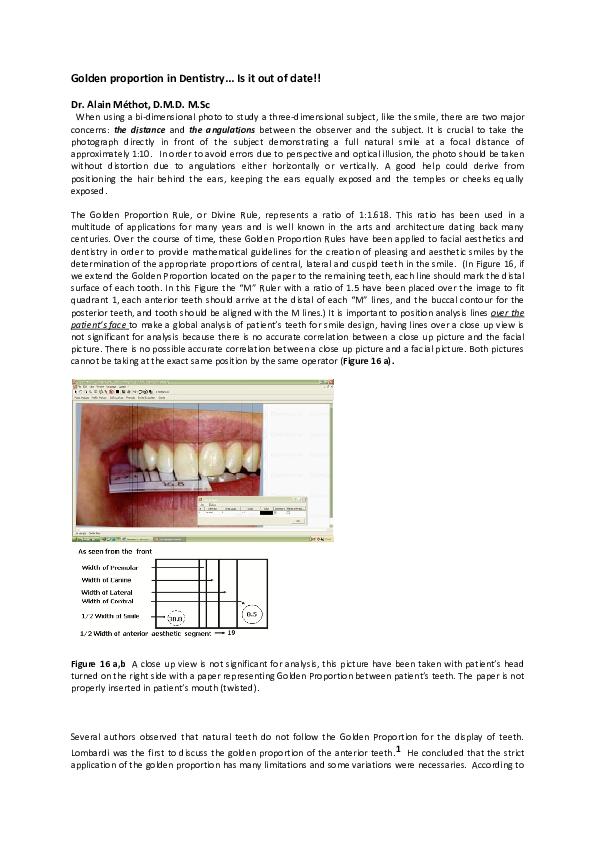 (PDF) Golden proportion in Dentistry... Is it out of date
