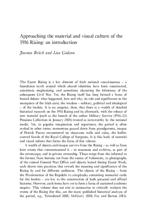 (PDF) Approaching the material and visual culture of the 1916 Rising ...