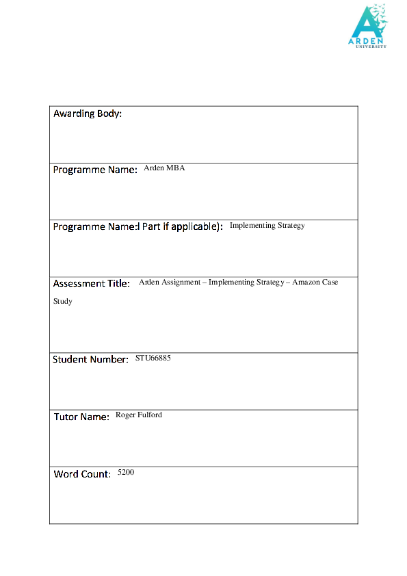 (DOC) Implementing Strategy – Amazon Case Study 2019 R
