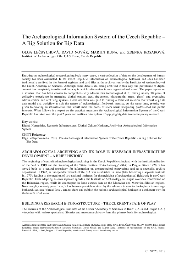 (PDF) The Archaeological Information System of the Czech Republic - A ...