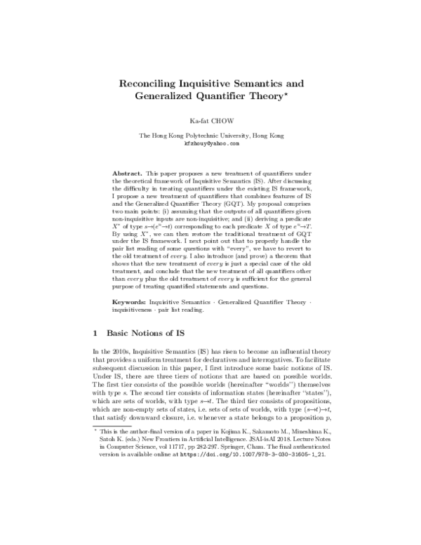 (PDF) Reconciling Inquisitive Semantics and Generalized Quantifier Theory