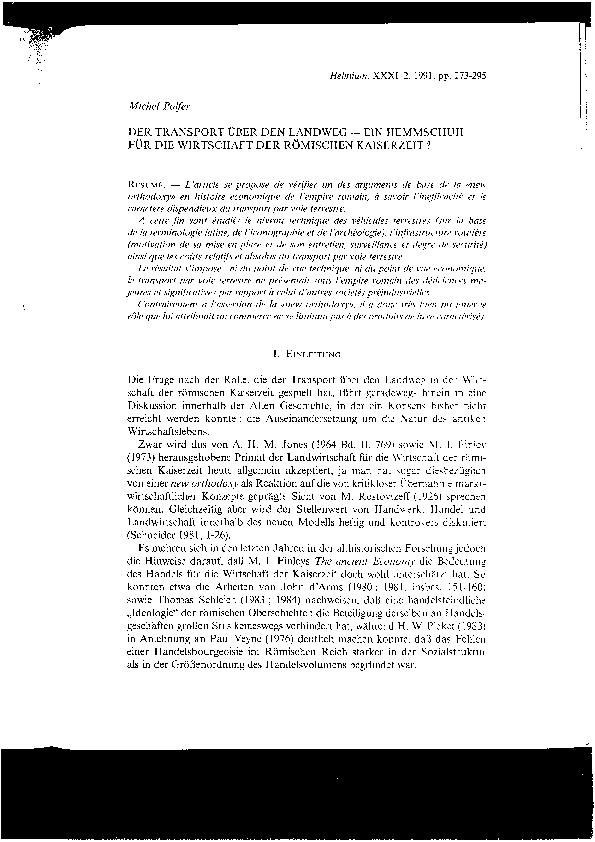 (PDF) Der Transport über den Landweg - ein Hemmschuh für die Wirtschaft ...