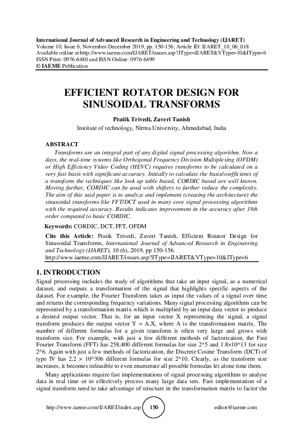 (PDF) EFFICIENT ROTATOR DESIGN FOR SINUSOIDAL TRANSFORMS | IAEME ...