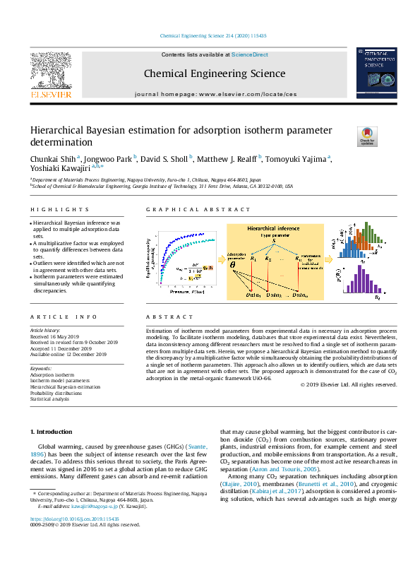 (PDF) Hierarchical Bayesian Estimation for Adsorption Isotherm Parameter Determination