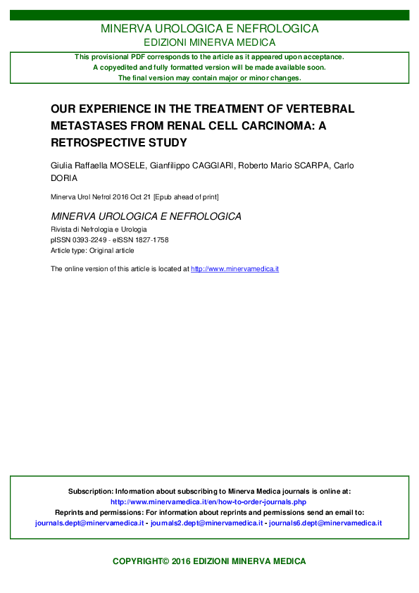 (PDF) Intramedullary Spinal Metastatic Renal Cell Carcinoma: Systematic Review of Disease ...