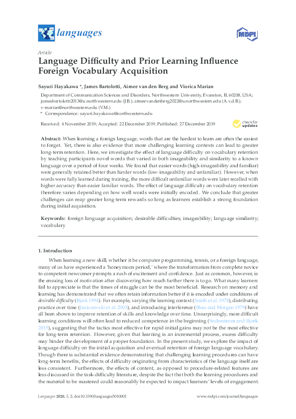 (PDF) Language Difficulty and Prior Learning Influence Foreign ...