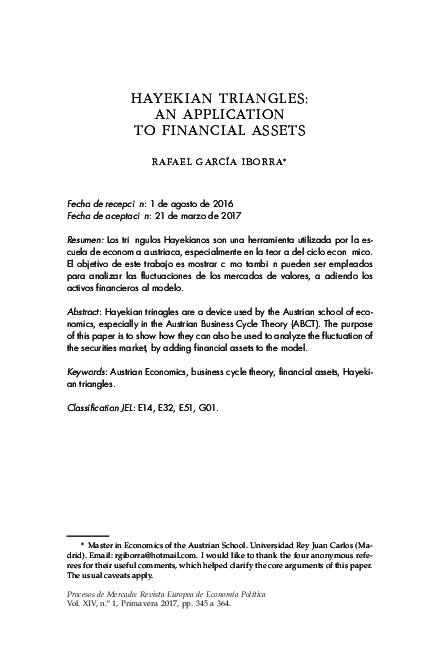 (PDF) Hayekian Triangles: An Application to Financial Assets