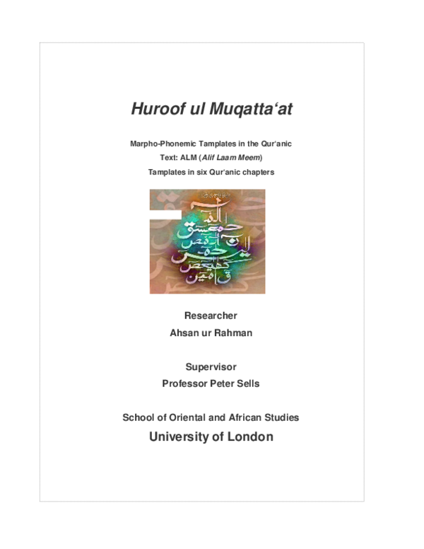 (PDF) Huroof ul Muqatta‘at