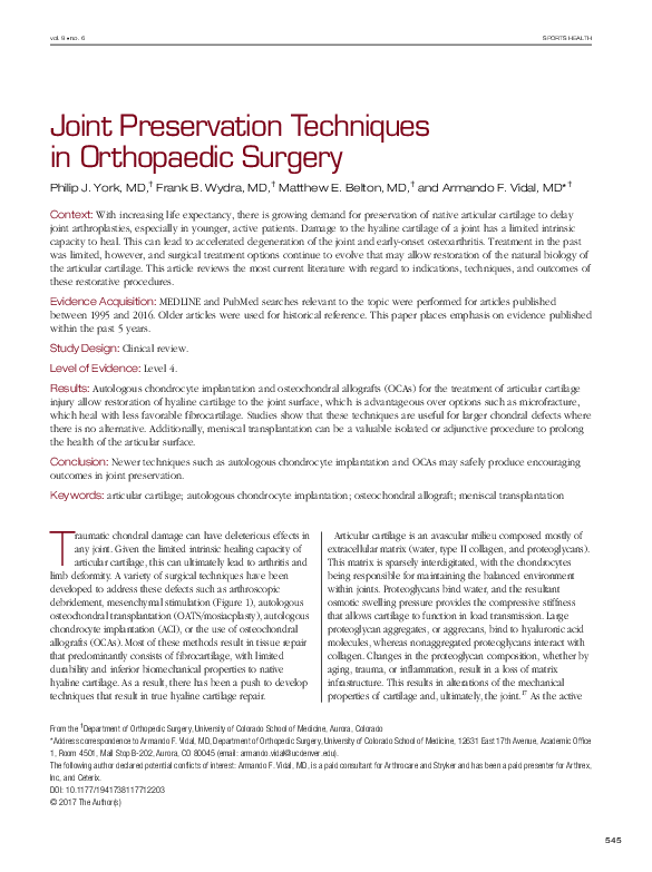 (PDF) Joint preservation