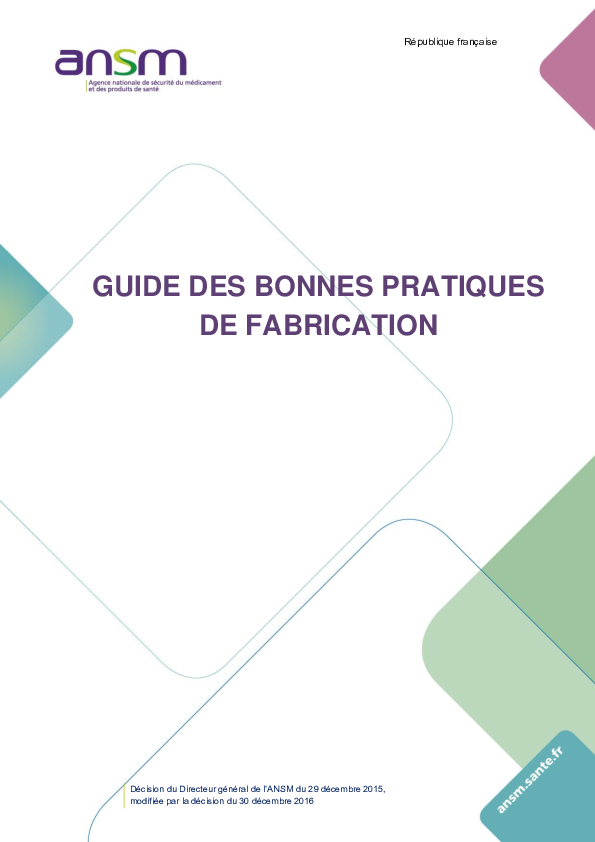(PDF) GUIDE DES BONNES PRATIQUES DE FABRICATION