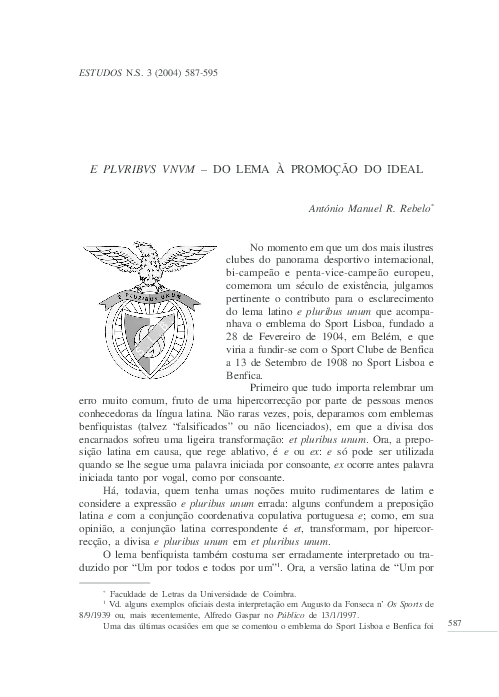 (PDF) E PLVRIBVS VNVM - DO LEMA À PROMOÇÃO DO IDEAL